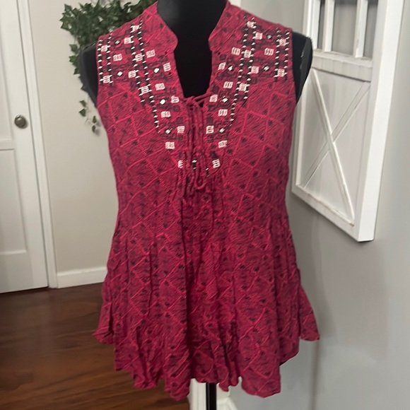 Style & Co. | Tops | New Style Co Womens Tiered Light Burgundy And ...